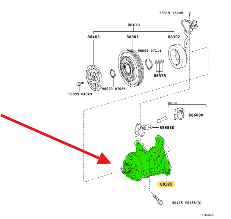 Compressor Assy, Cooler Toyota Yaris 2014 - 2016 DN-883200D070