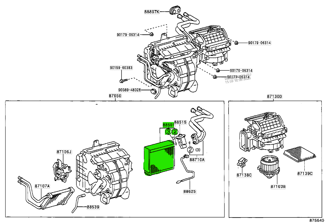 Evaporator Sub-Assy, Cooler Toyota Camry 2003 - 2006 DN-88501YC040