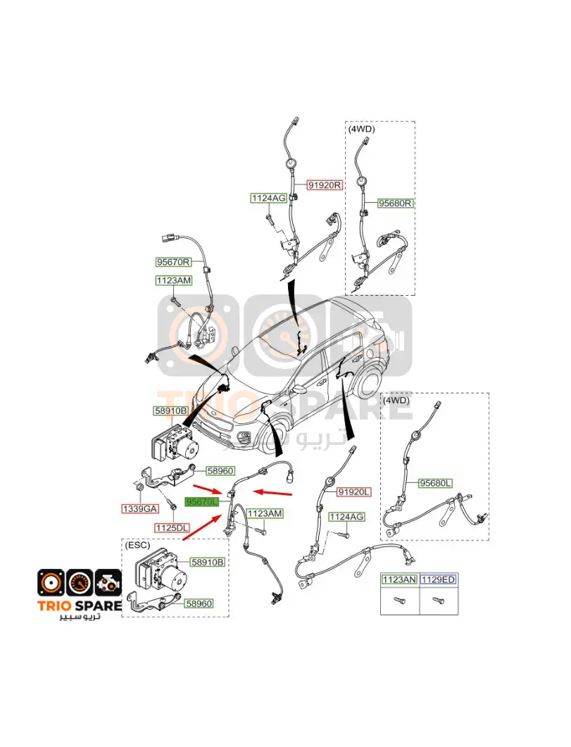 SENSOR ASSY - ABS FRONT WHEEL, LH Hyundai Tucson 2016 - 2018 95670D3000